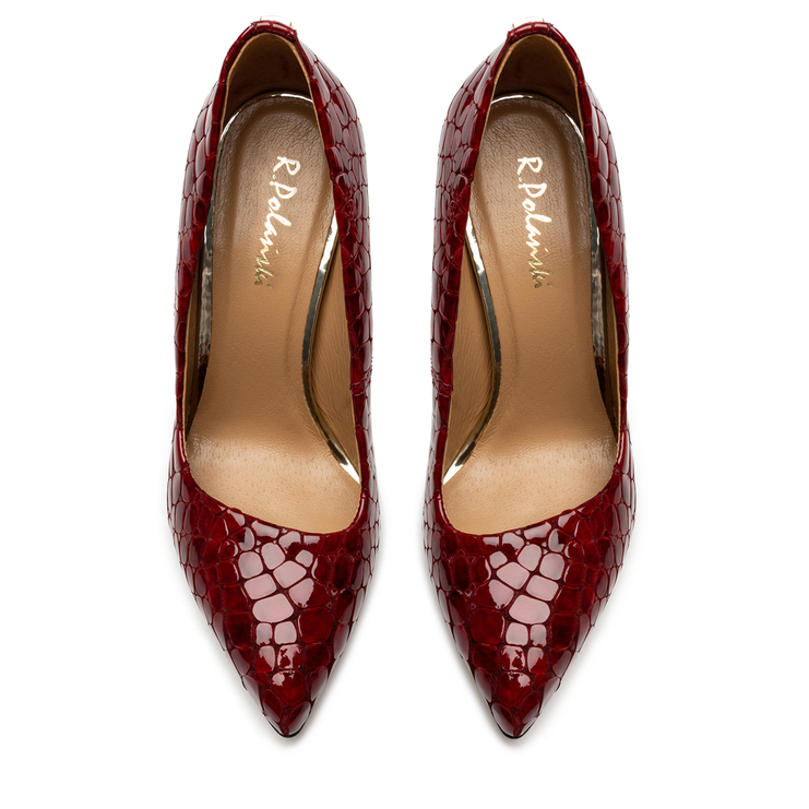 Brązowe szpilki skórzane krokodylowe | R.Polański